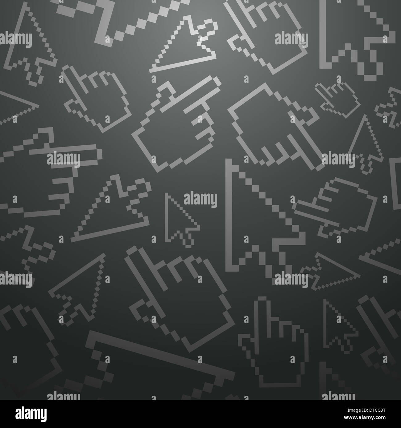 Monochrome pixel cursors icons hand and arrow seamless pattern. Vector illustration layered for ...