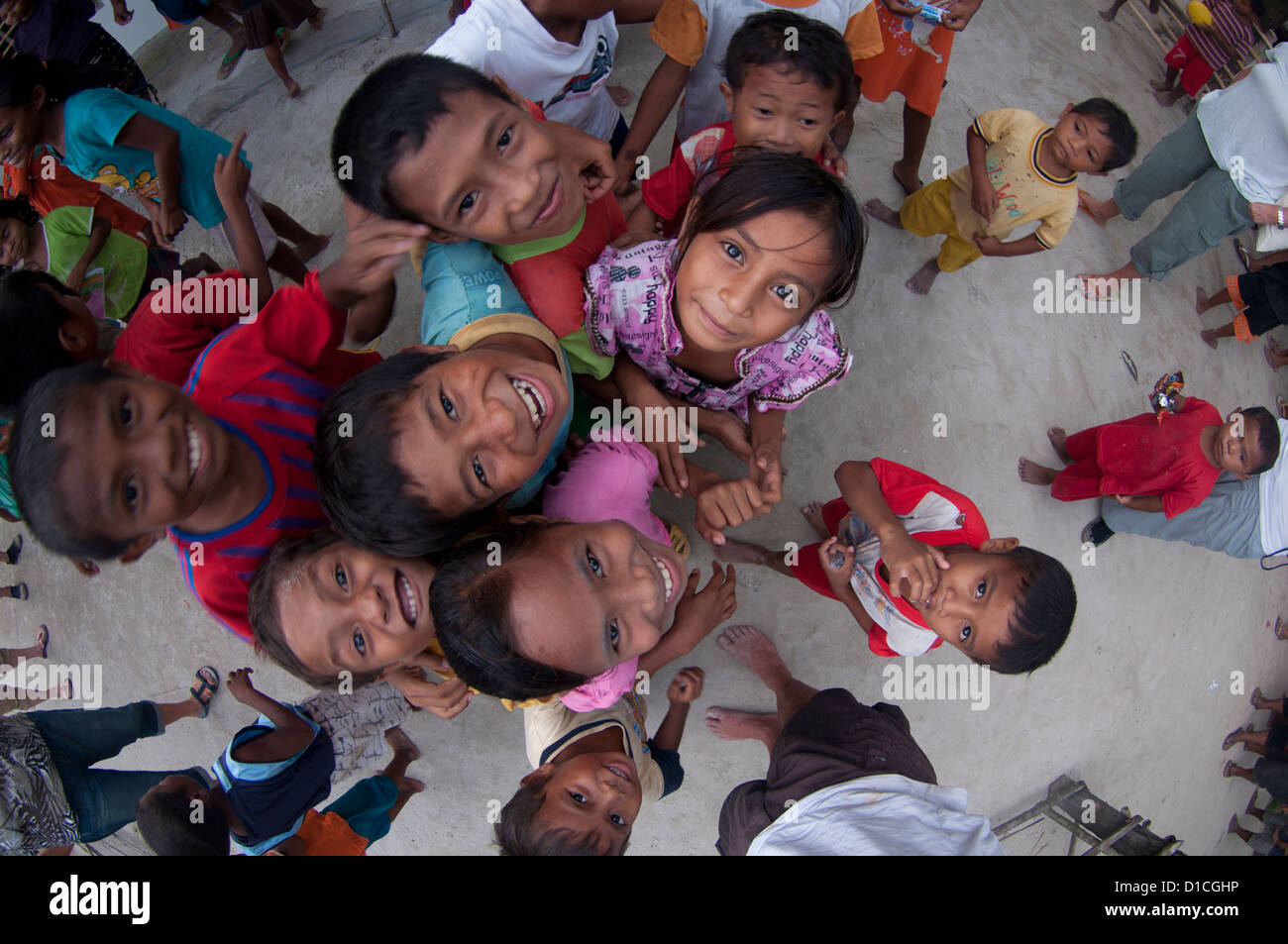Village children from a small village on Pau Island, north of Ceram ...
