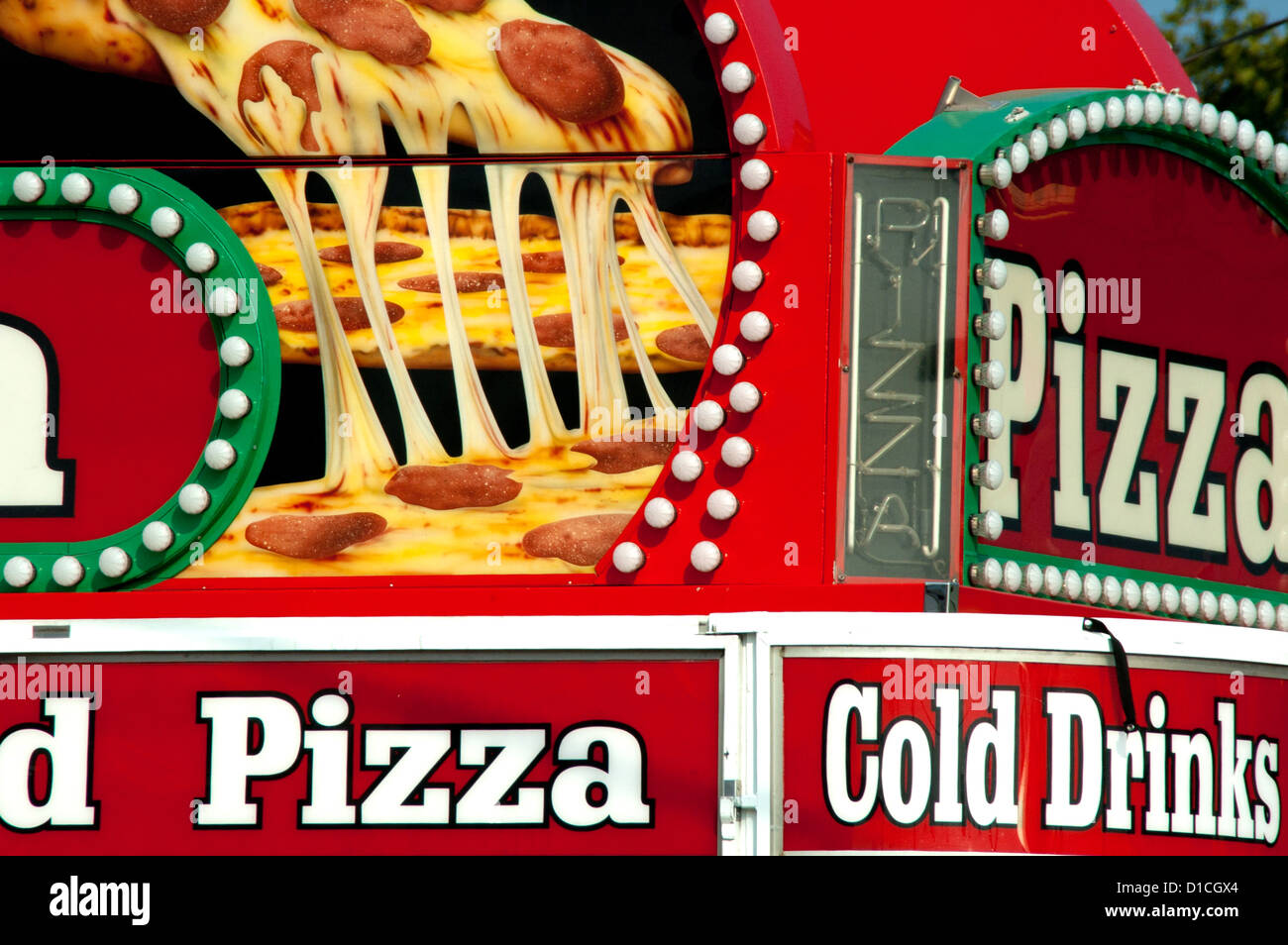A photograph of a pizza stand in a fairground setting Stock Photo - Alamy