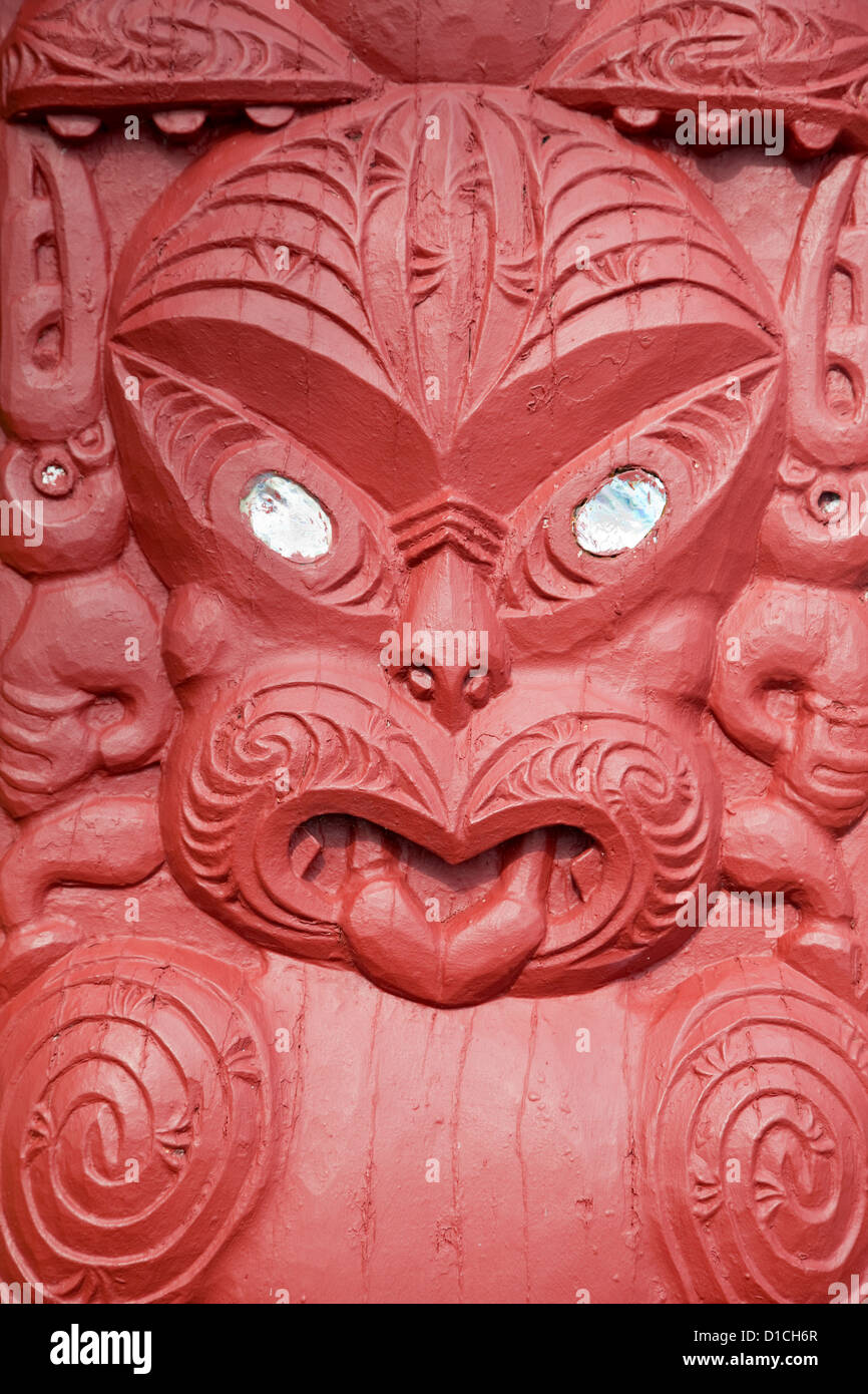 Maori Poupou, Carved to represent an Ancestral Figure, Entrance to ...