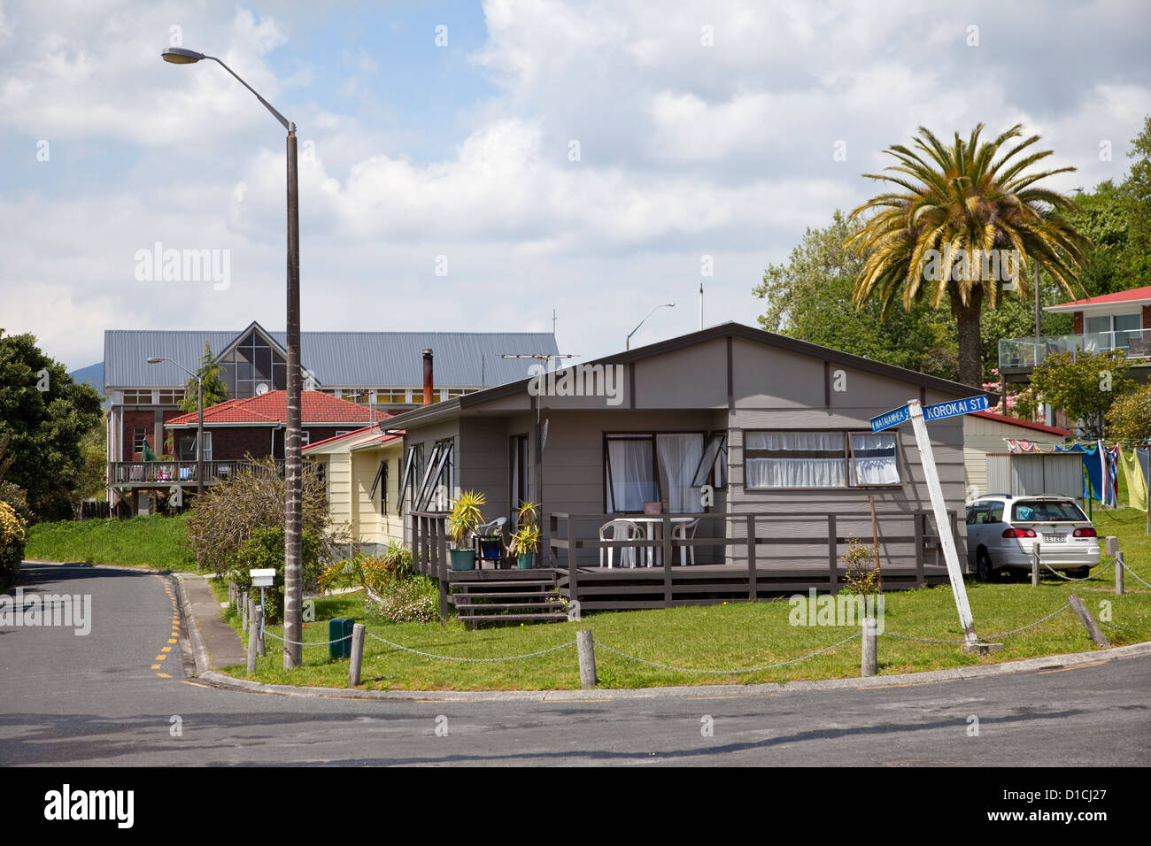 Middle-class House in Maori Village of Ohinemutu, Rotorua, north island ...