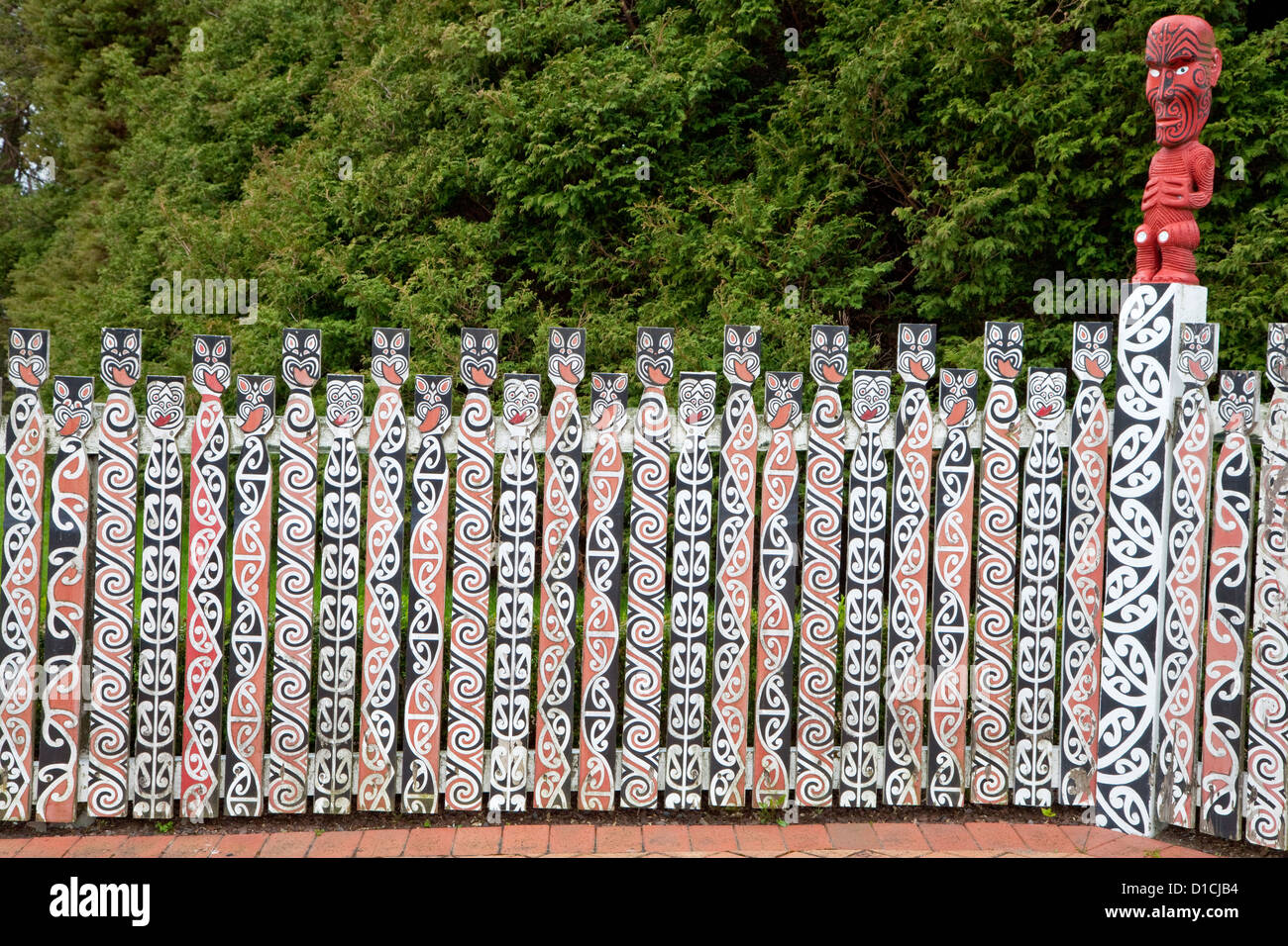 Maori Picket Fence, Government Gardens, Rotorua, north island, New ...
