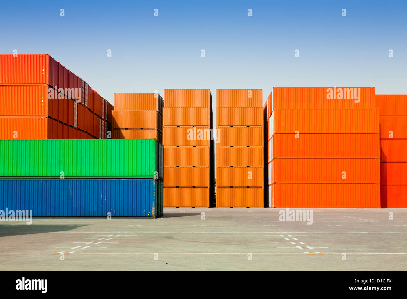 Stacks of multi-colored cargo containers Stock Photo - Alamy