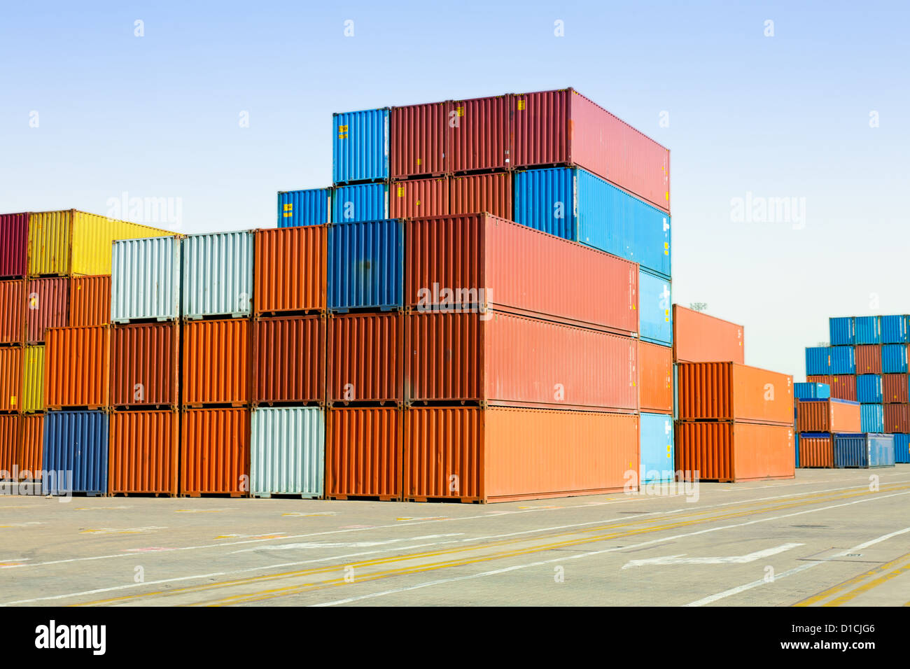Stacks of multi-colored cargo containers Stock Photo - Alamy
