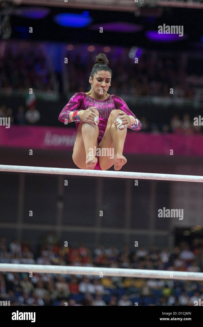 Alexandra Raisman (USA) competing on the uneven bars during the Women's ...