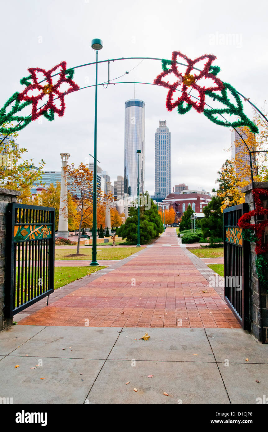 Vertical downtown view from Centennial Olympic Park , Atlanta, Geogia ...