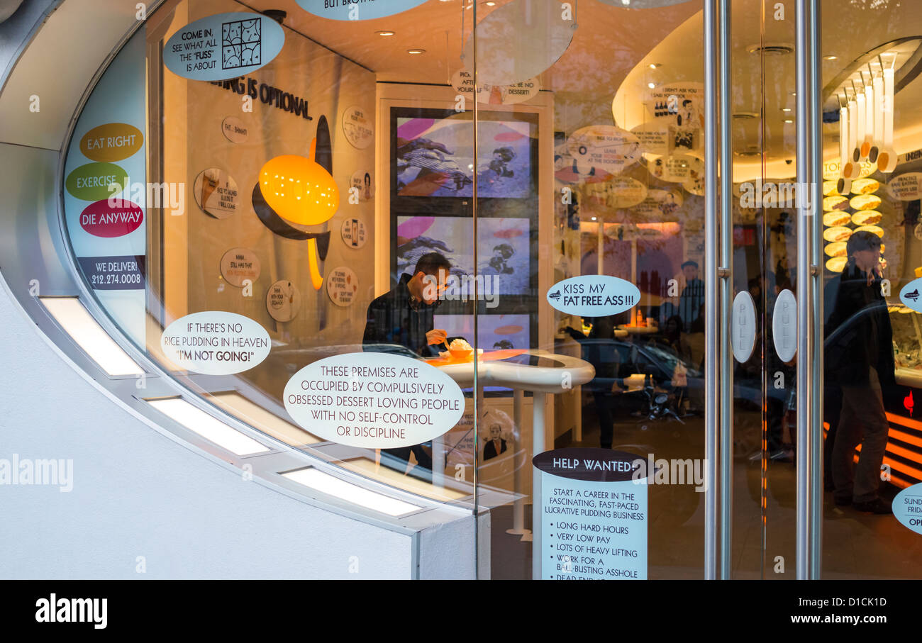 Rice To Riches customer eating rice pudding on Spring Street in Nolita ...