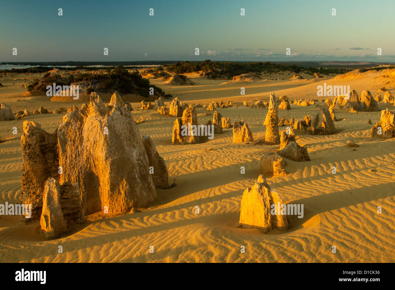 Ancient limestone formations in the Pinnacles Desert, Nambung National ...