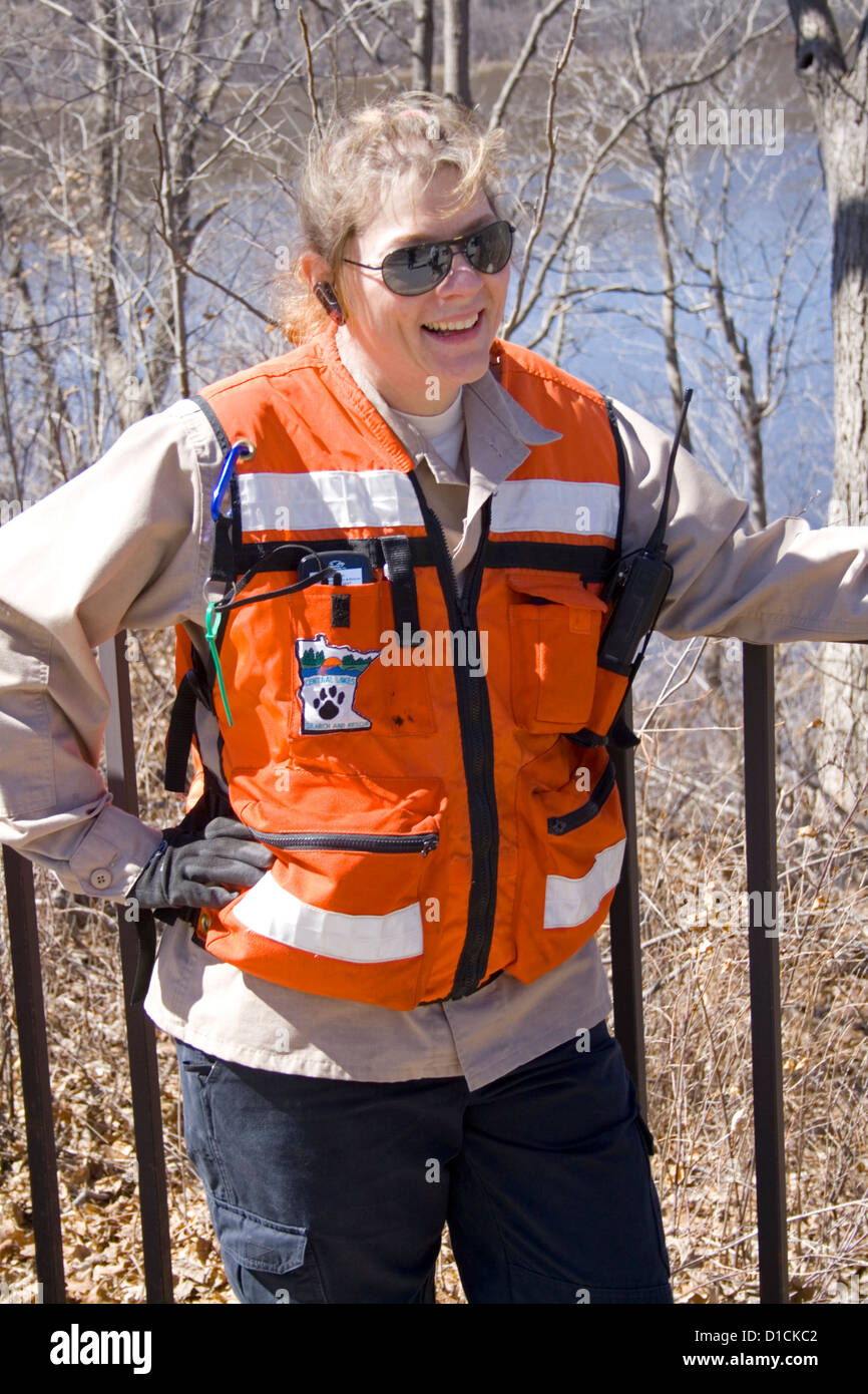 Search and Rescue Emergency Support Services woman taking a break from ...