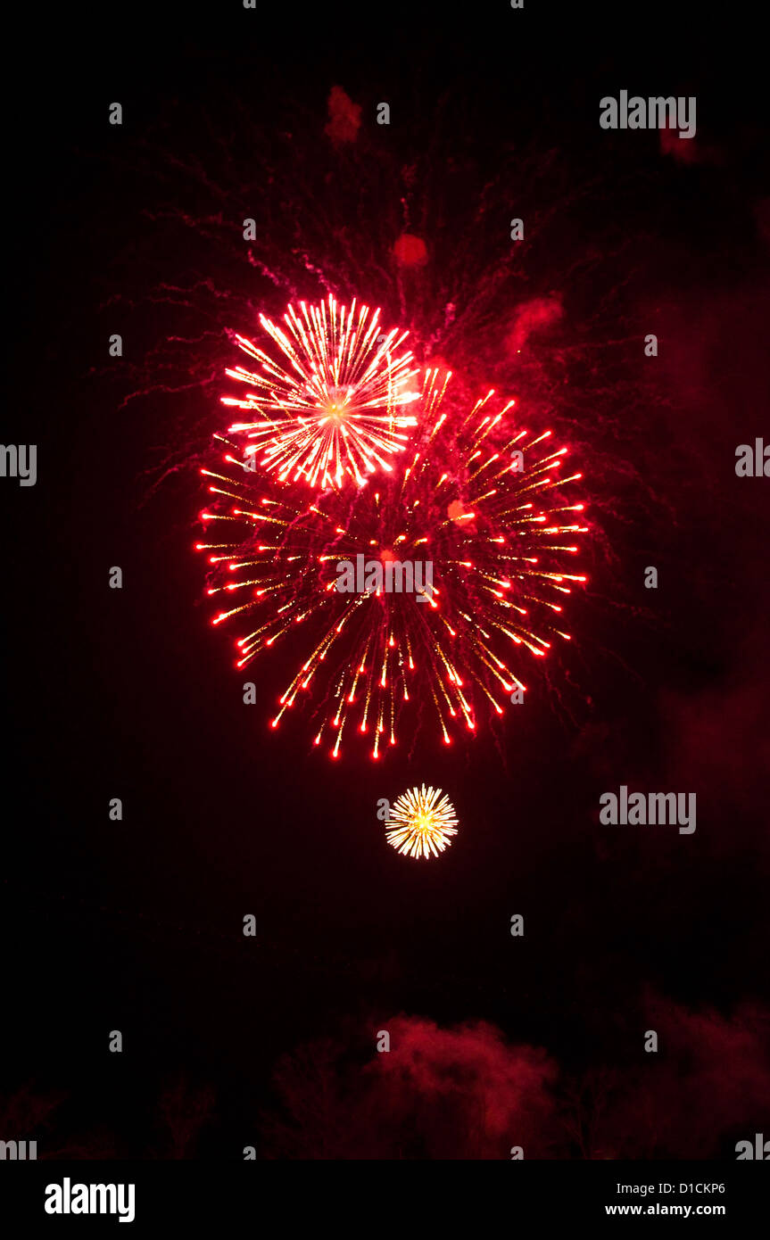 Red fireworks smoke in night hi-res stock photography and images - Alamy