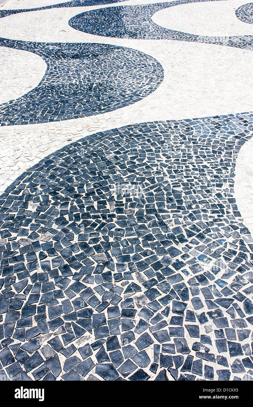 Detail of the famous Copacabana Promenade pavement in Rio de Janeiro ...