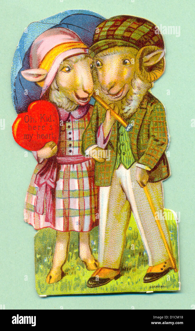 Die cut valentine card of two sheep Stock Photo - Alamy
