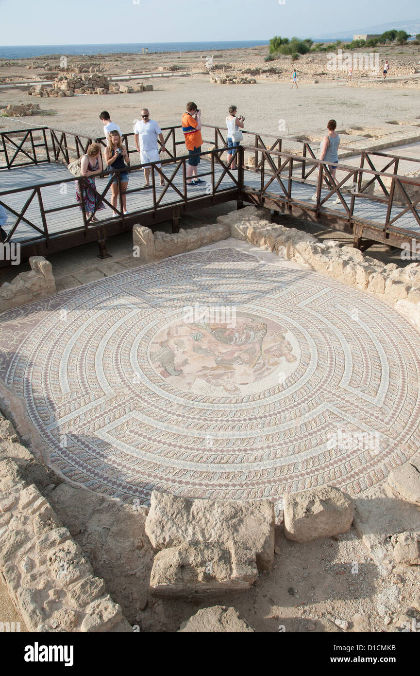 Paphos Mosaics Theseus and the Minotaur mosaic at Pafos Cyprus Tourists ...