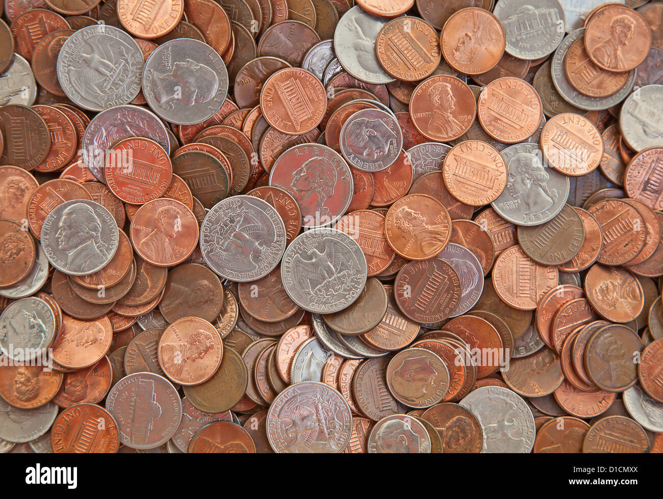 Huge pile of the US coins Stock Photo - Alamy