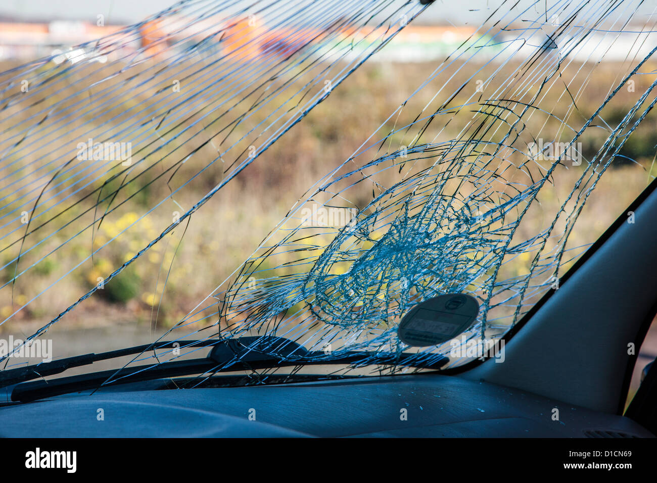 Broken car window after an accident Stock Photo - Alamy
