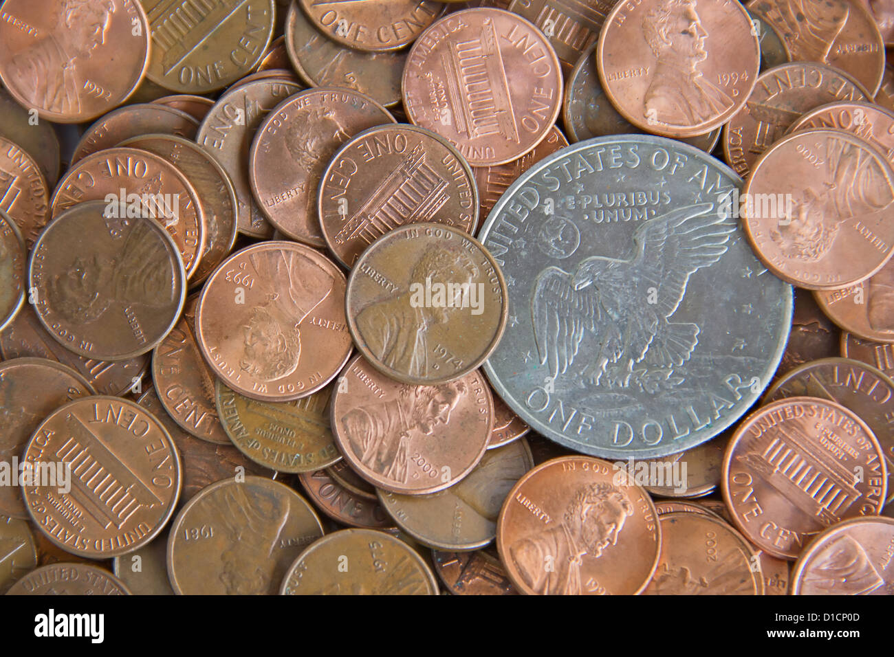 Huge pile of the US coins Stock Photo - Alamy