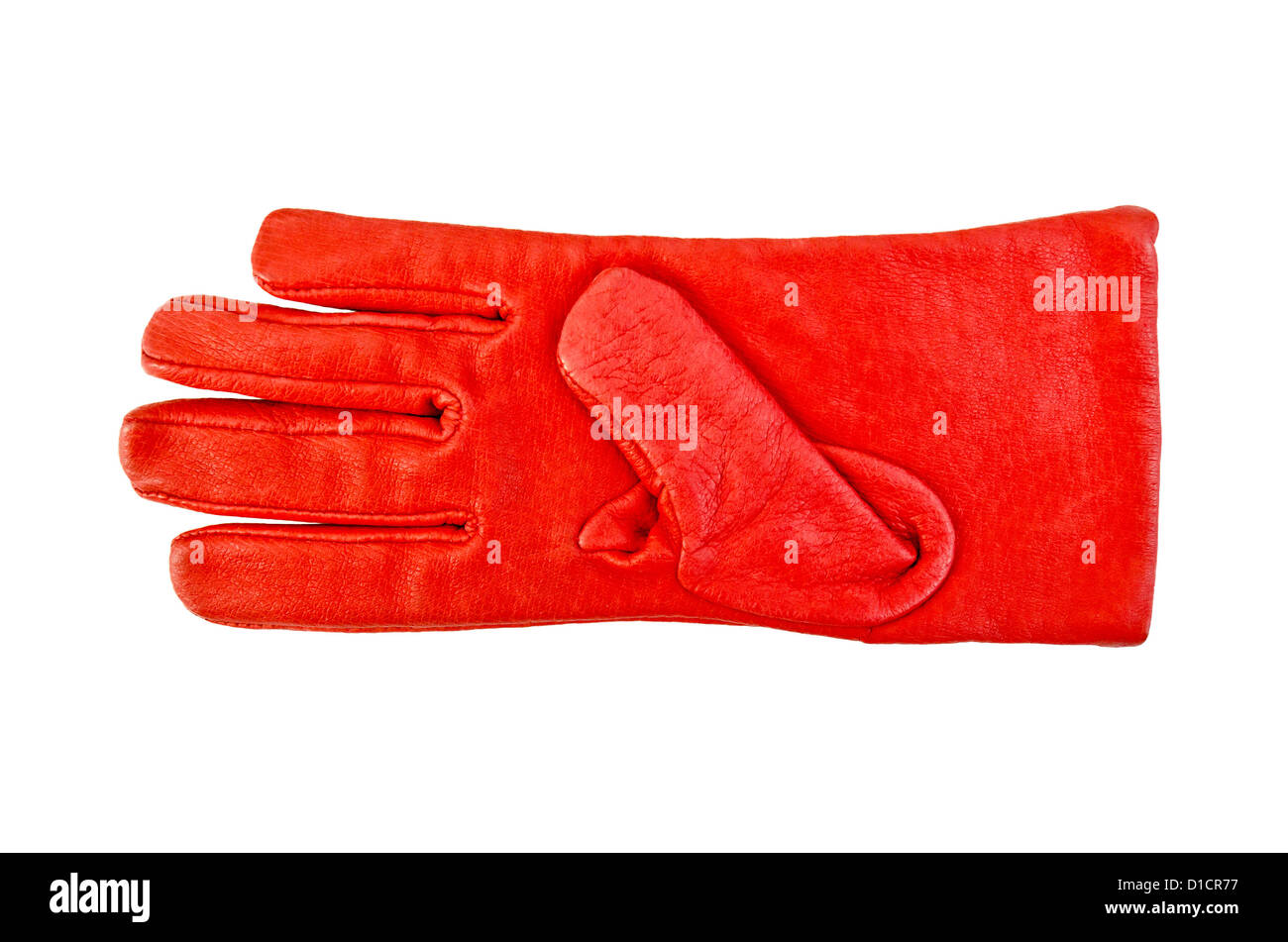 Red leather glove isolated on white background Stock Photo - Alamy