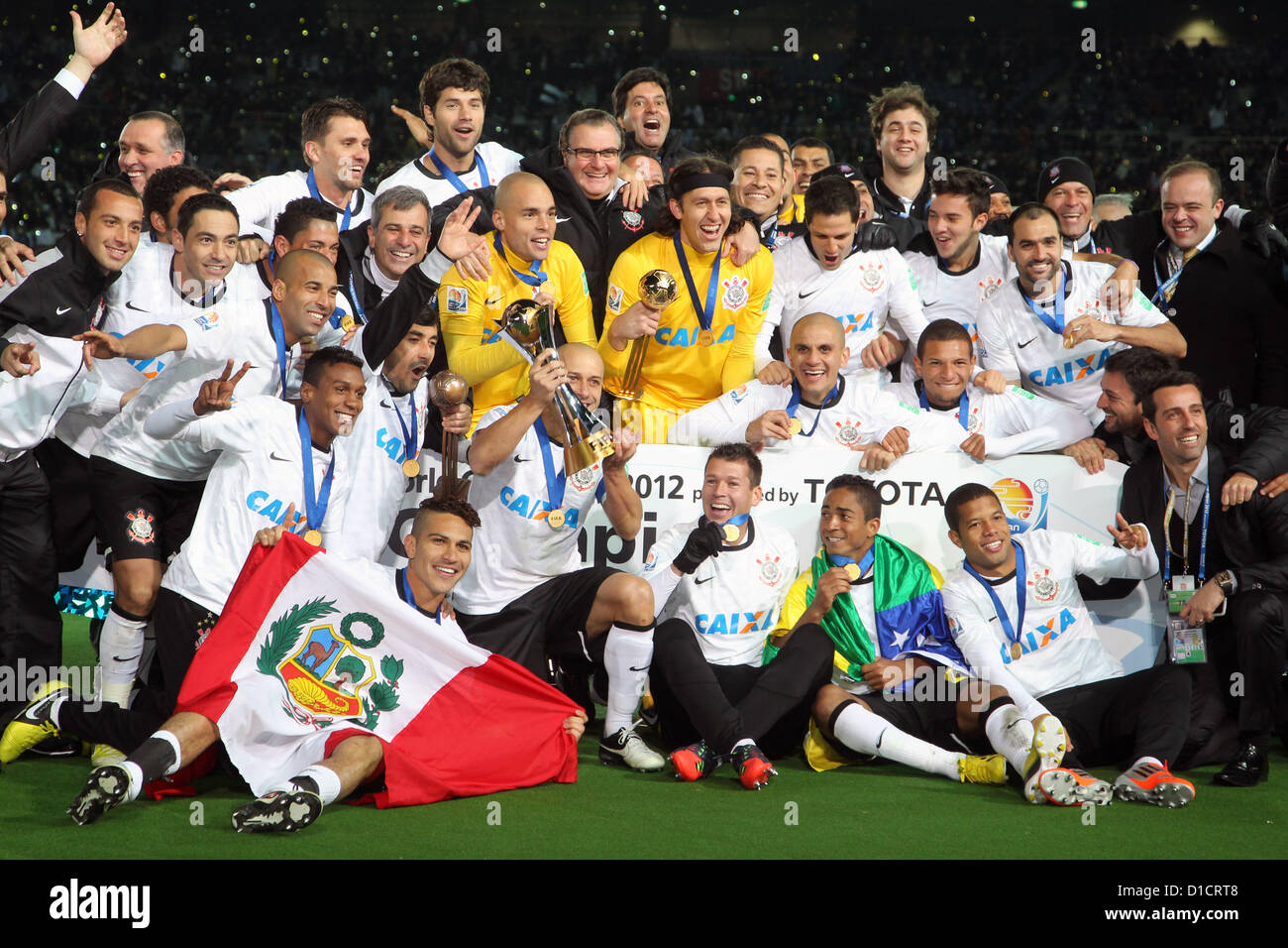 Japan celebrate victory in the world cup match at stadium hi-res stock ...
