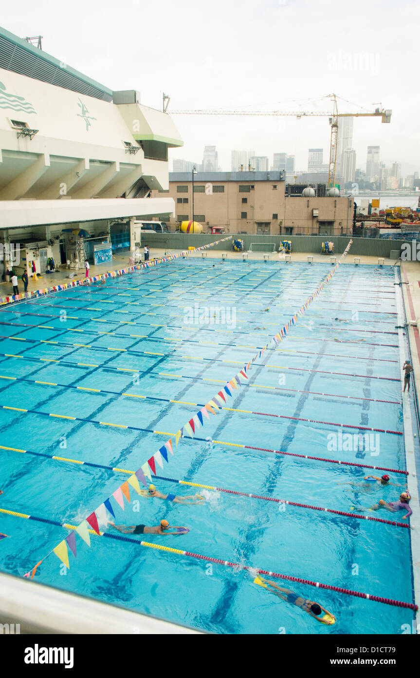 Public swimming pool in Wanchai Sports center of Hong Kong Stock Photo ...