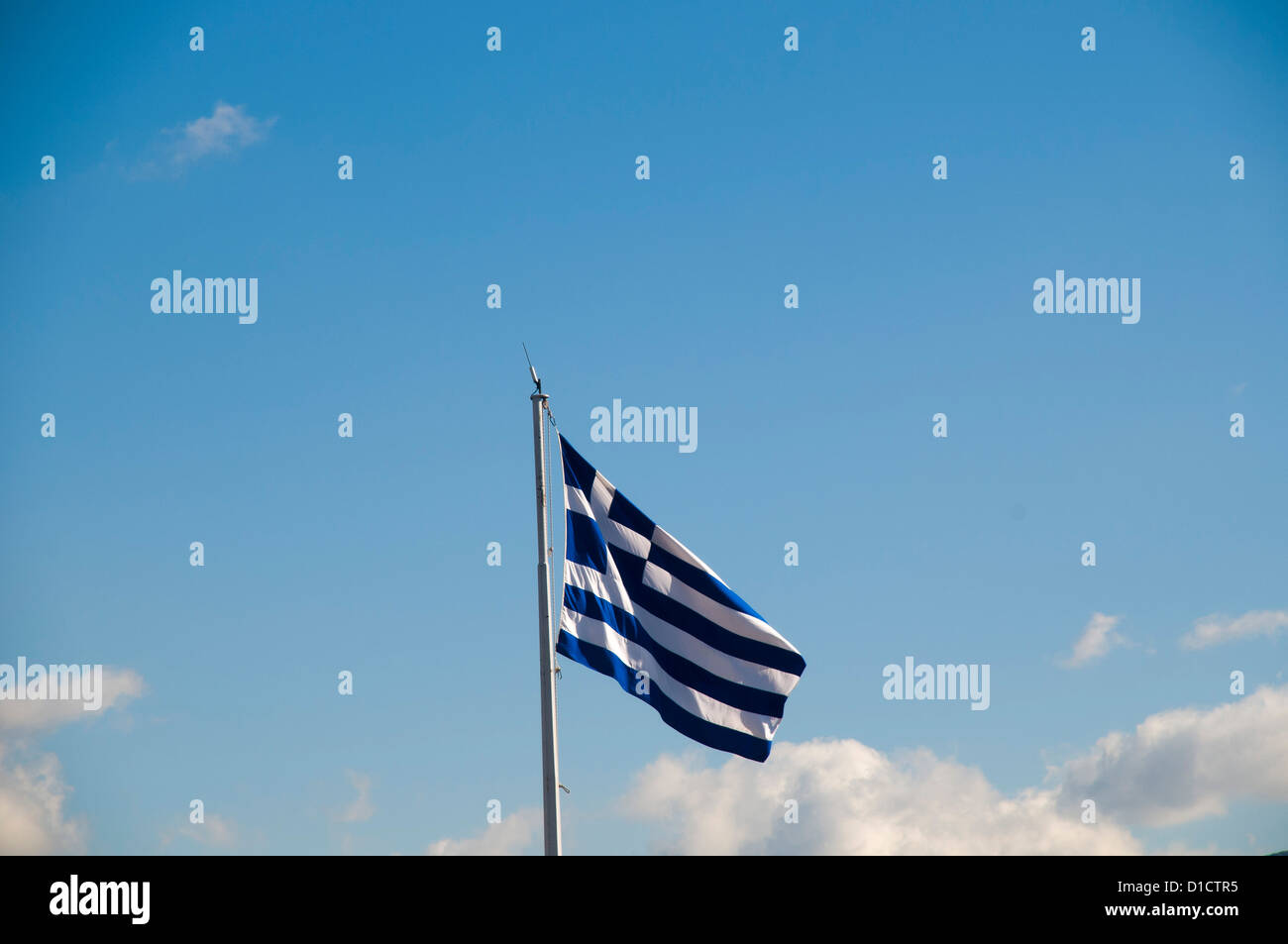 Greek Flag on blue sky Stock Photo - Alamy