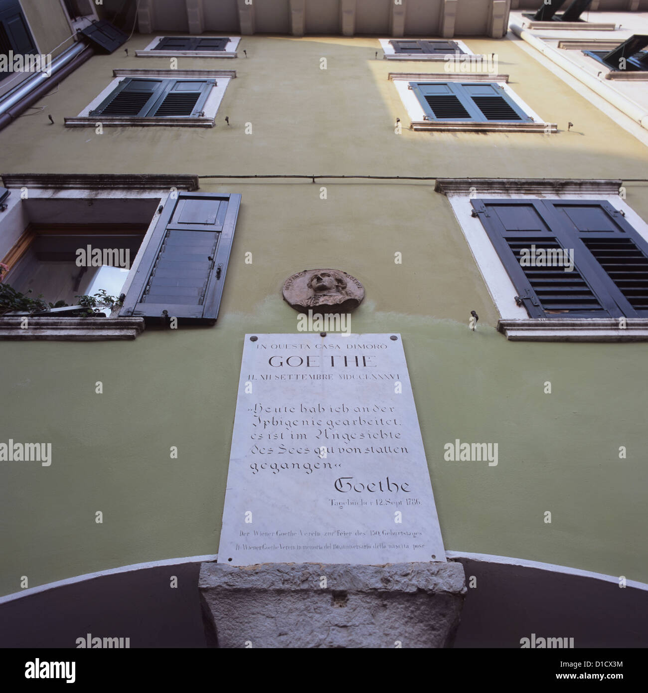Torbole, Italy, house plaque on Goethe's stay Stock Photo - Alamy