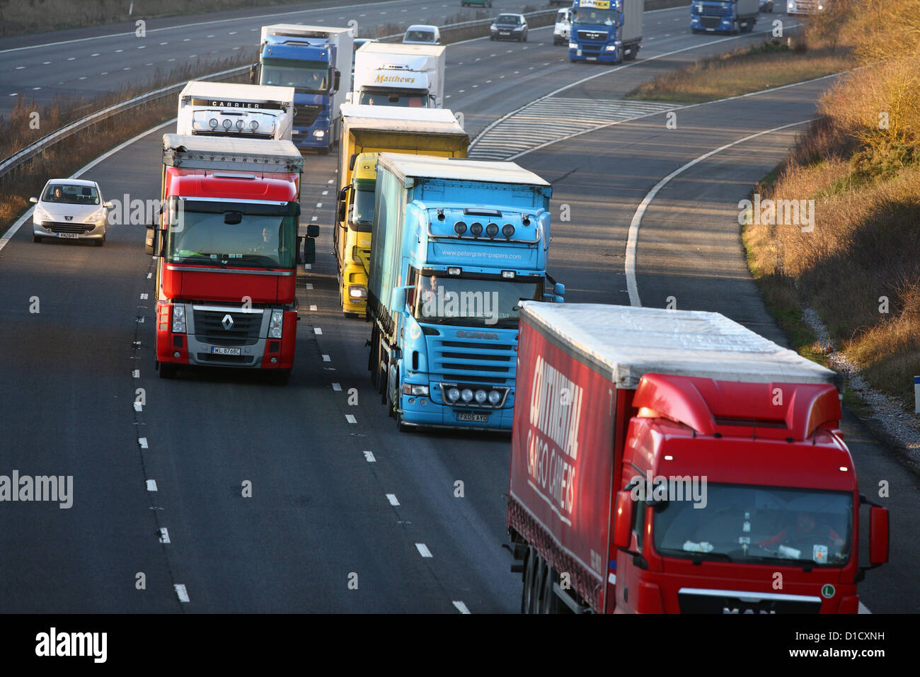 Traffic traveling along the M20 motorway in Kent, England Stock Photo ...