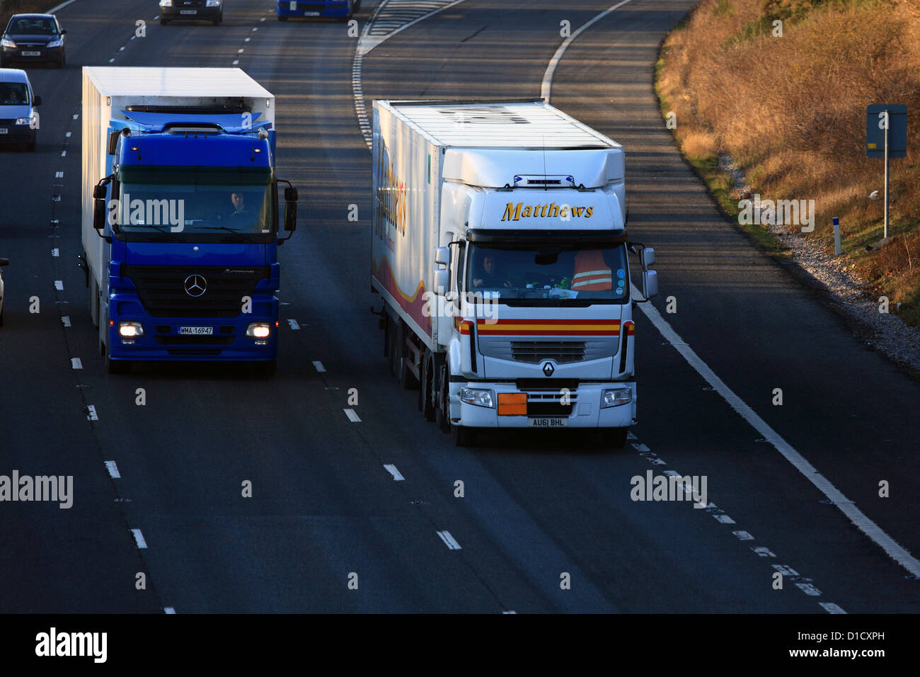 Traffic traveling along the M20 motorway in Kent, England Stock Photo ...