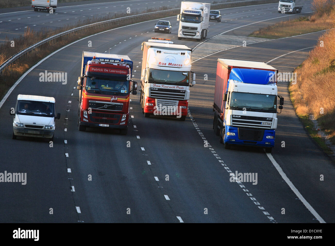 Traffic traveling along the M20 motorway in Kent, England Stock Photo ...