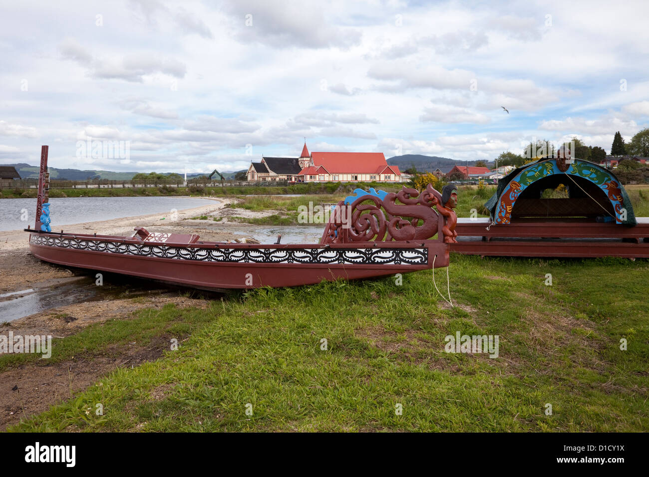 Maori Canoes, Ohinemutu Maori Village, Rotorua, north island, New ...
