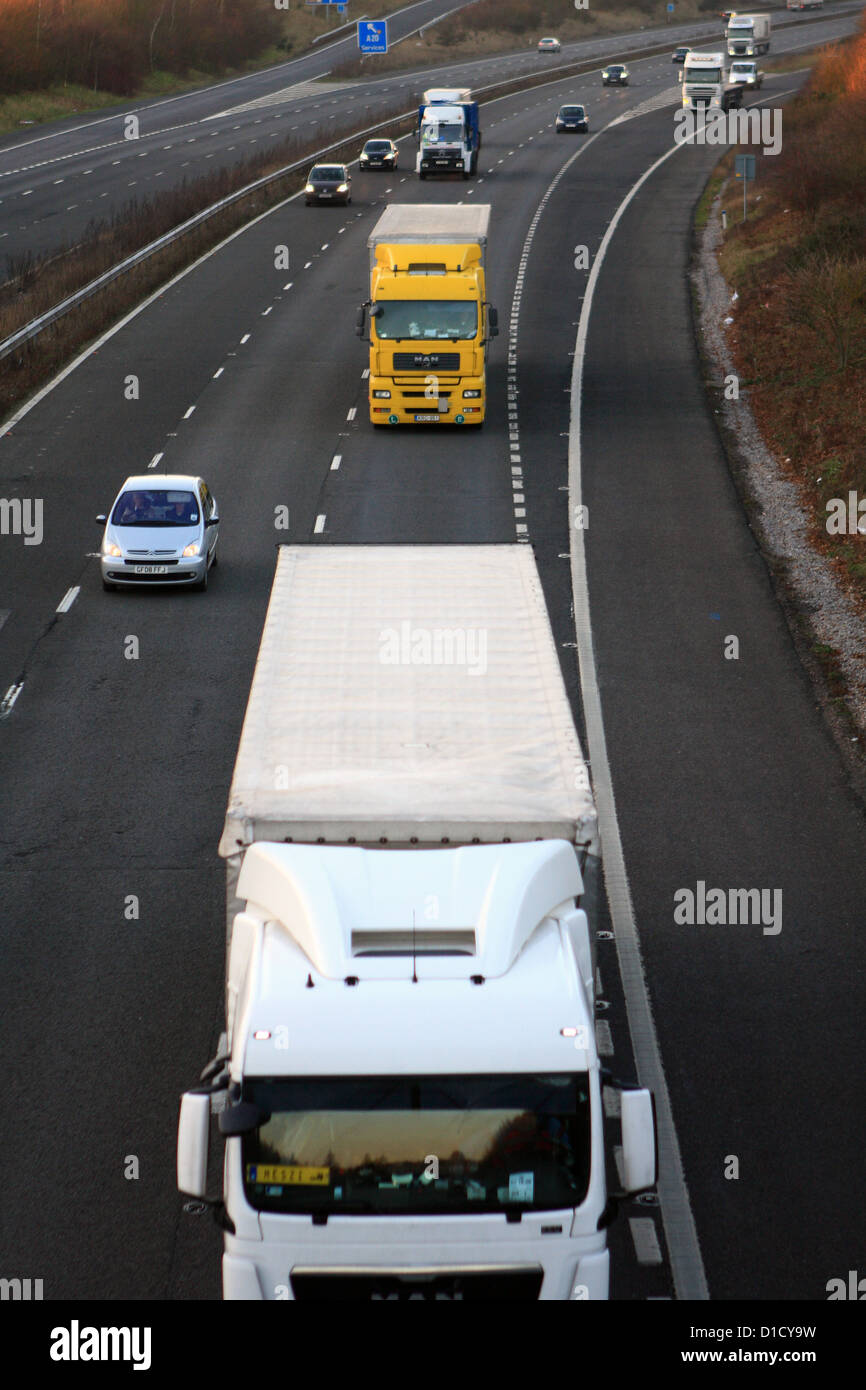 Traffic traveling along the M20 motorway in Kent, England Stock Photo ...