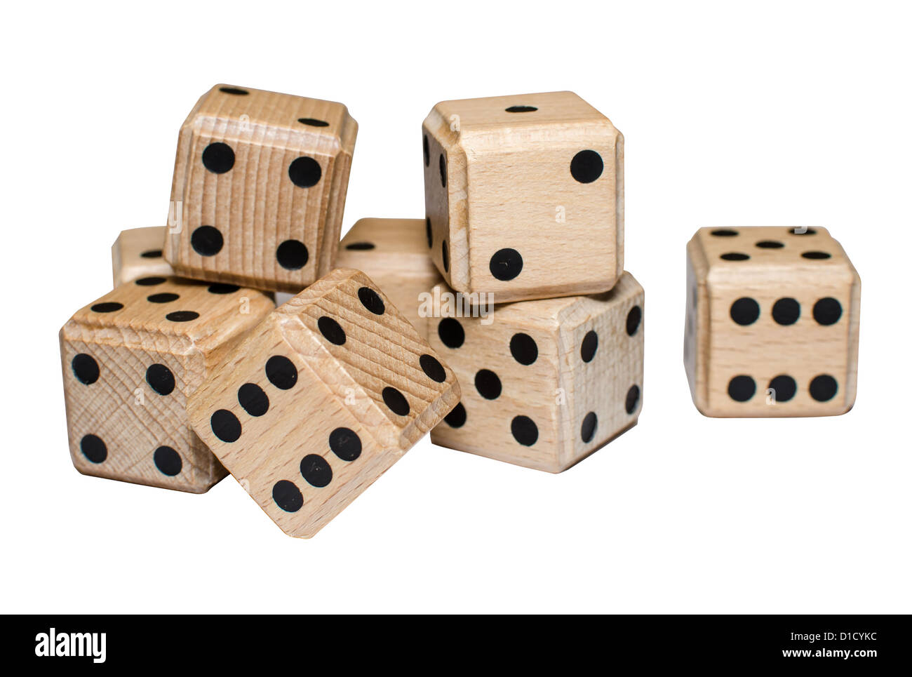 Isolated Pile Of Wooden Dice Stock Photo - Alamy