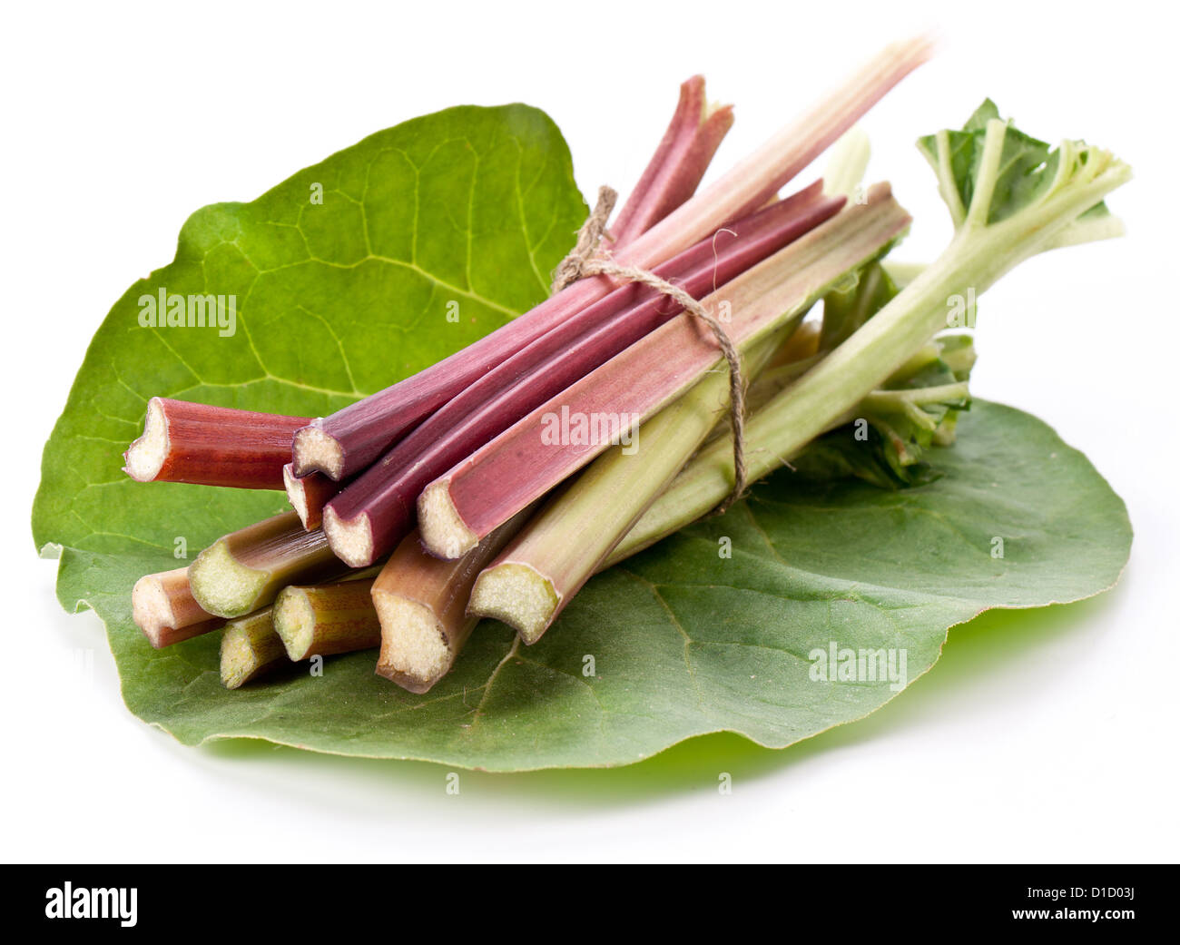 Rhubarb stalks on a white background Stock Photo - Alamy