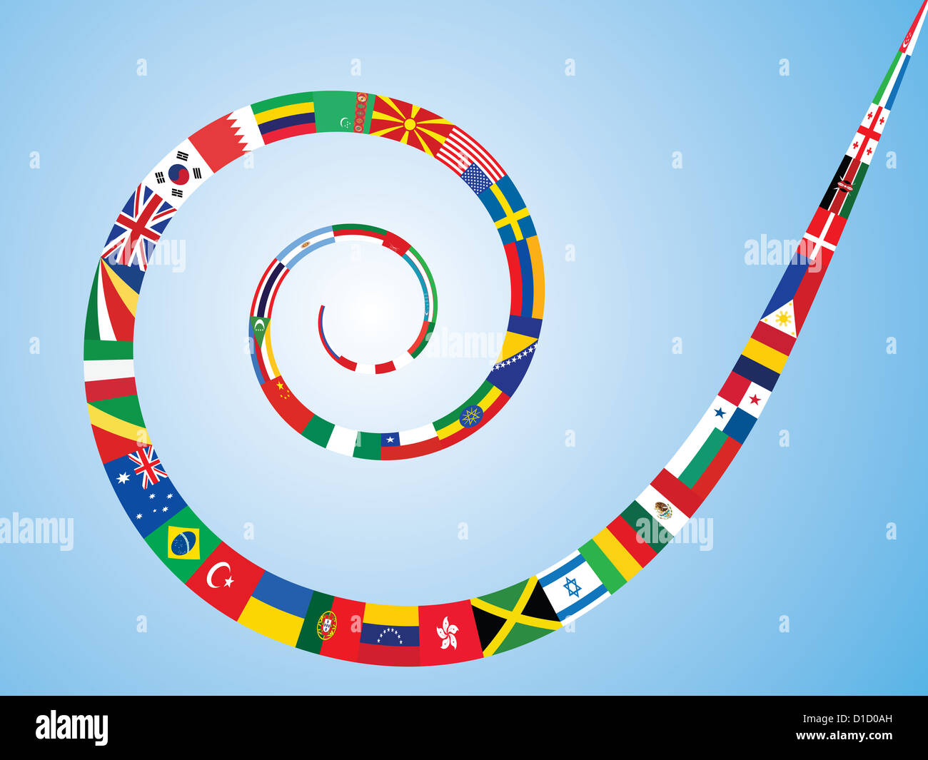 spiral made of world flags Stock Photo - Alamy