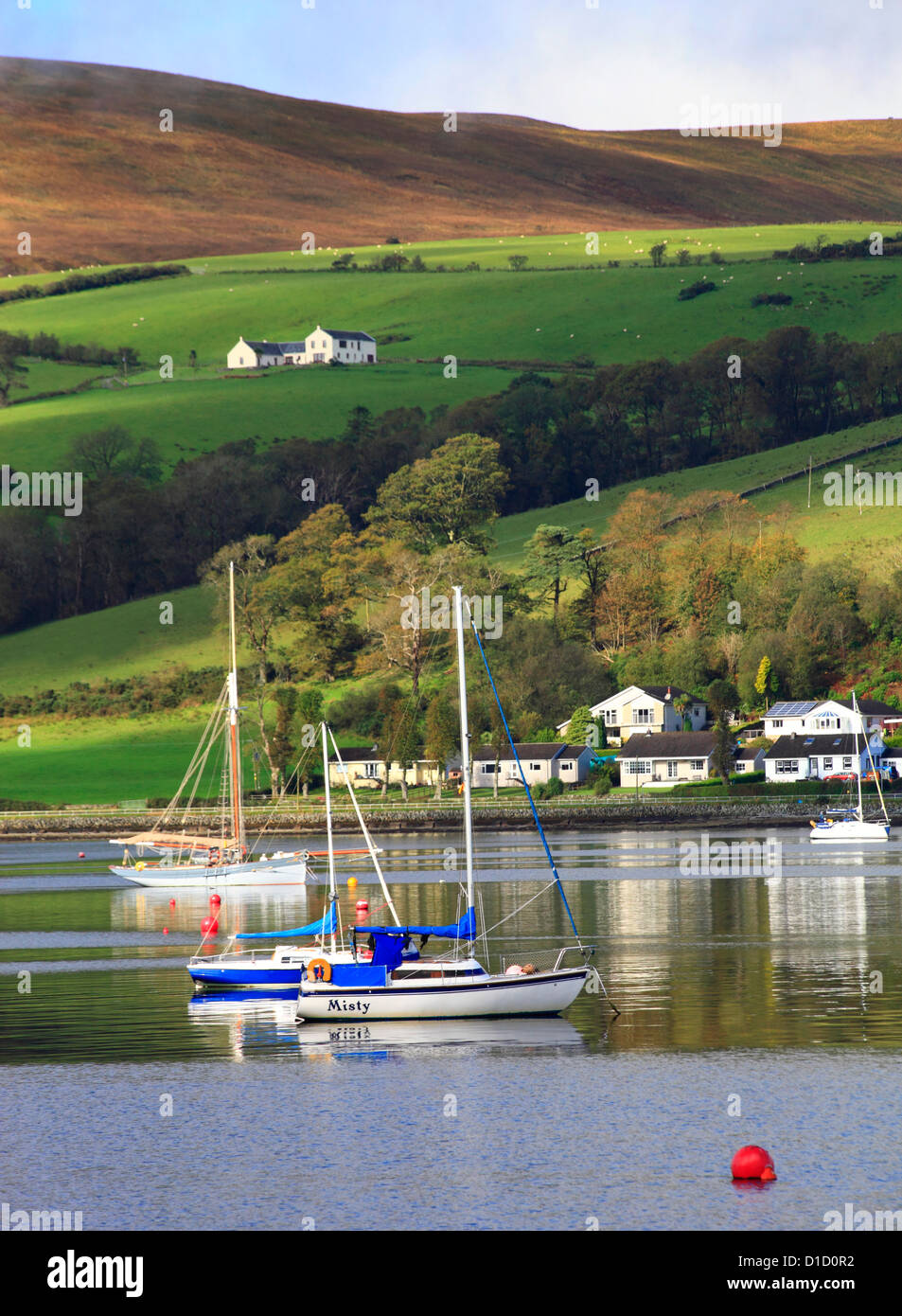 Moored sail boats at Kames Bay, Port Bannatyne, Isle Of Bute, Bute and ...