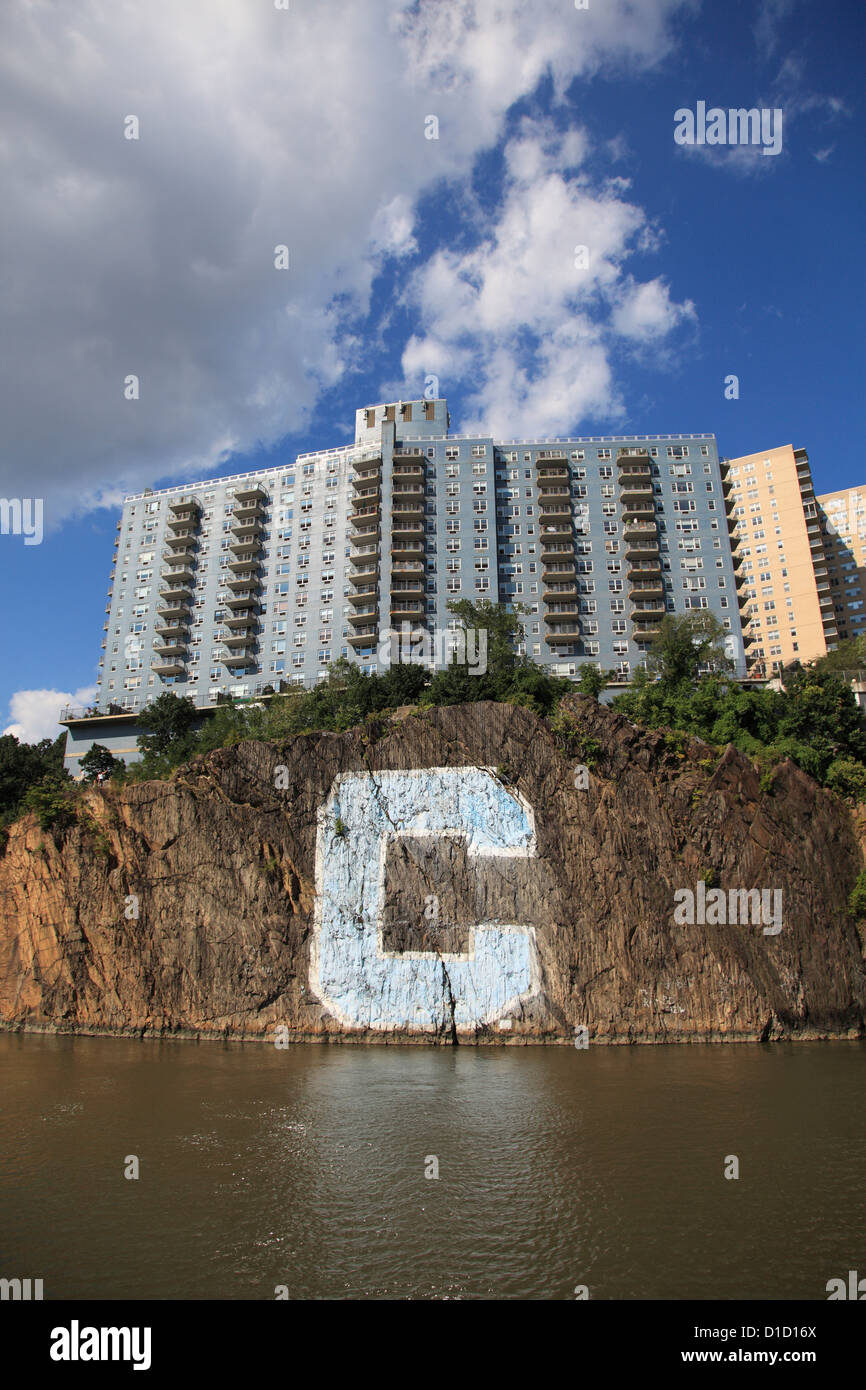 The C Rock. Columbia University varsity C painted on a rock face ...