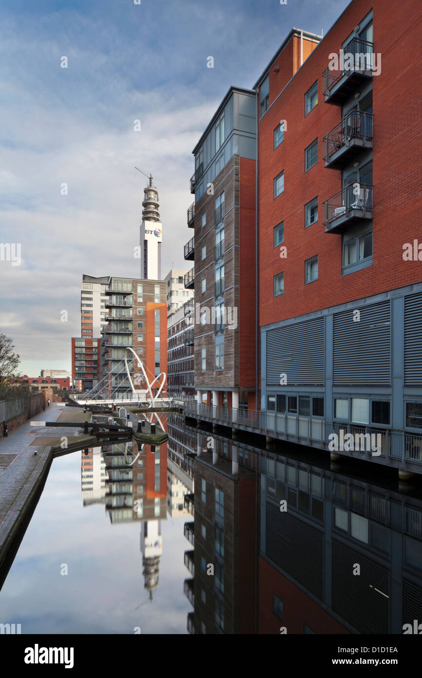Looking down Farmers Bridge locks on the Birmingham and Fazeley canal ...