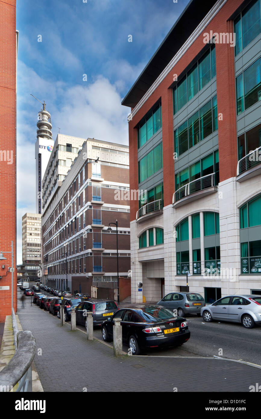 Newhall street looking towards the BT tower, Birmingham, England, UK ...