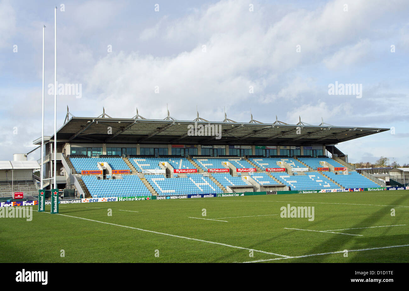 The main stand at Sandy Park , home of the Exeter Chiefs rugby union ...
