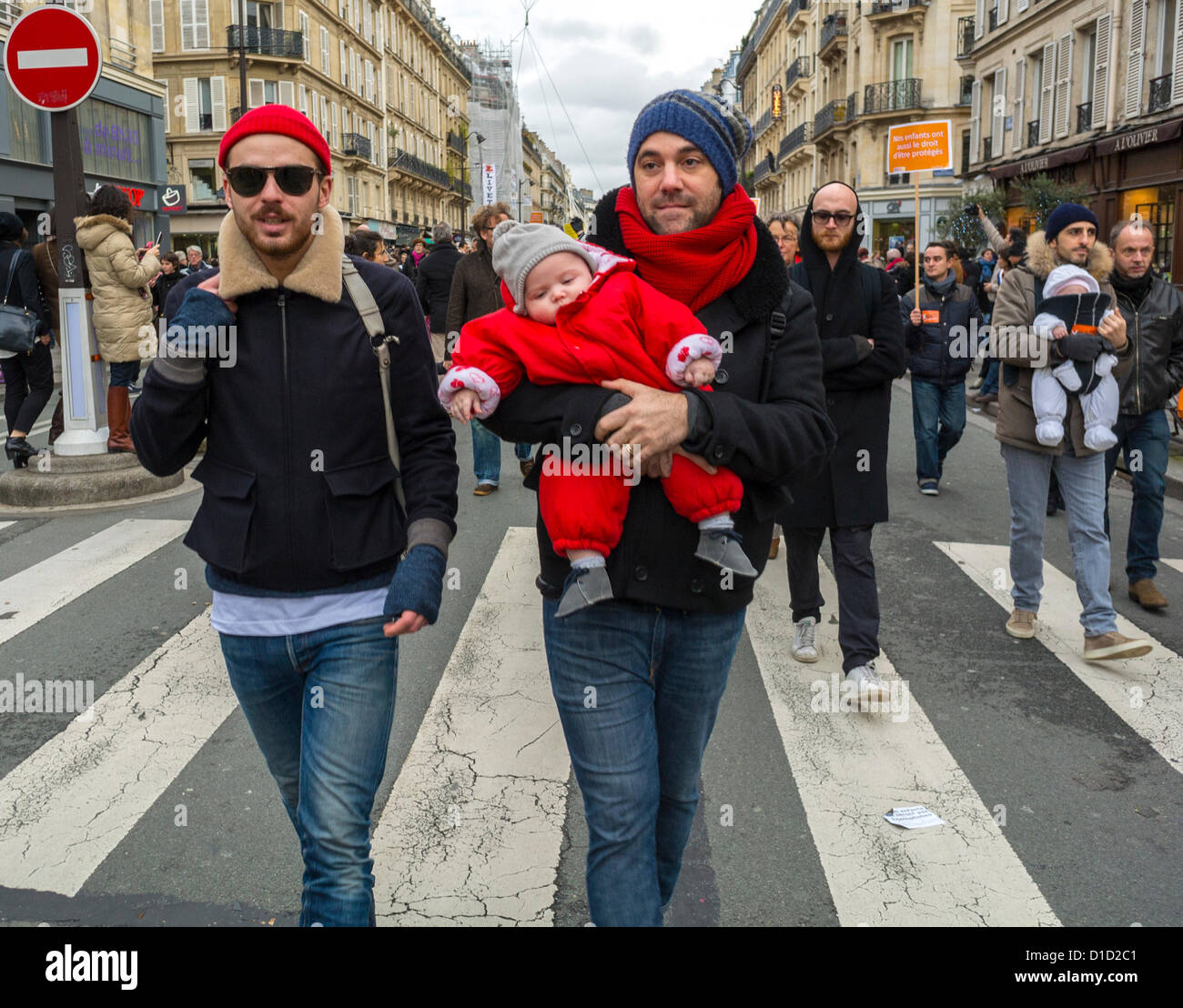 Paris, France, gay dad and daughter, Family, with baby, Marching in Pro ...