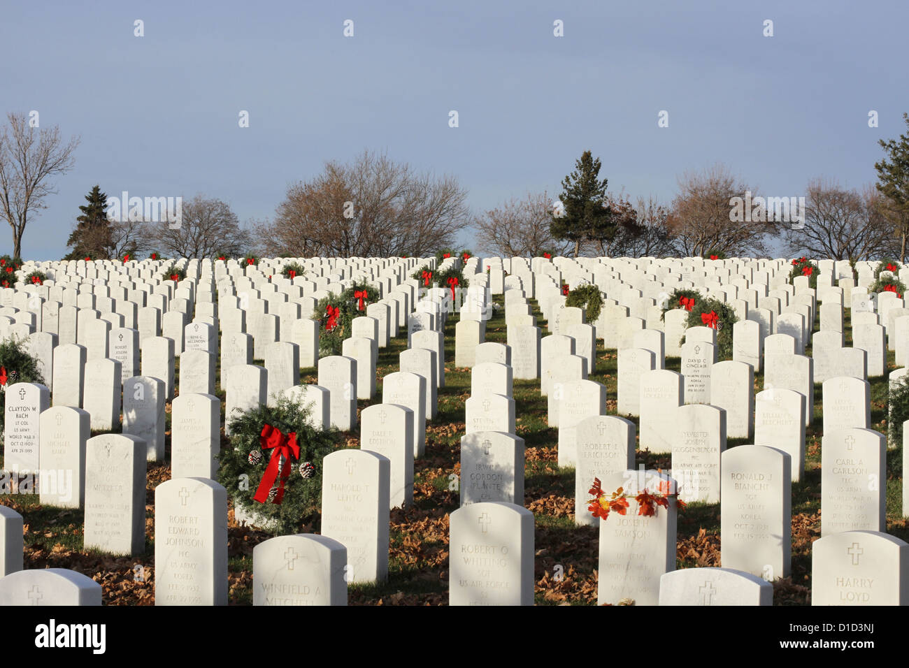 Graves at a cemetery in Fort Snelling Cemetery in Minneapolis Stock ...