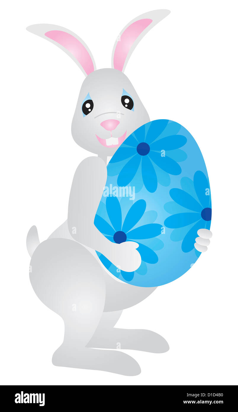 Happy Easter Day Bunny Rabbit Carrying One Big Egg Illustration ...