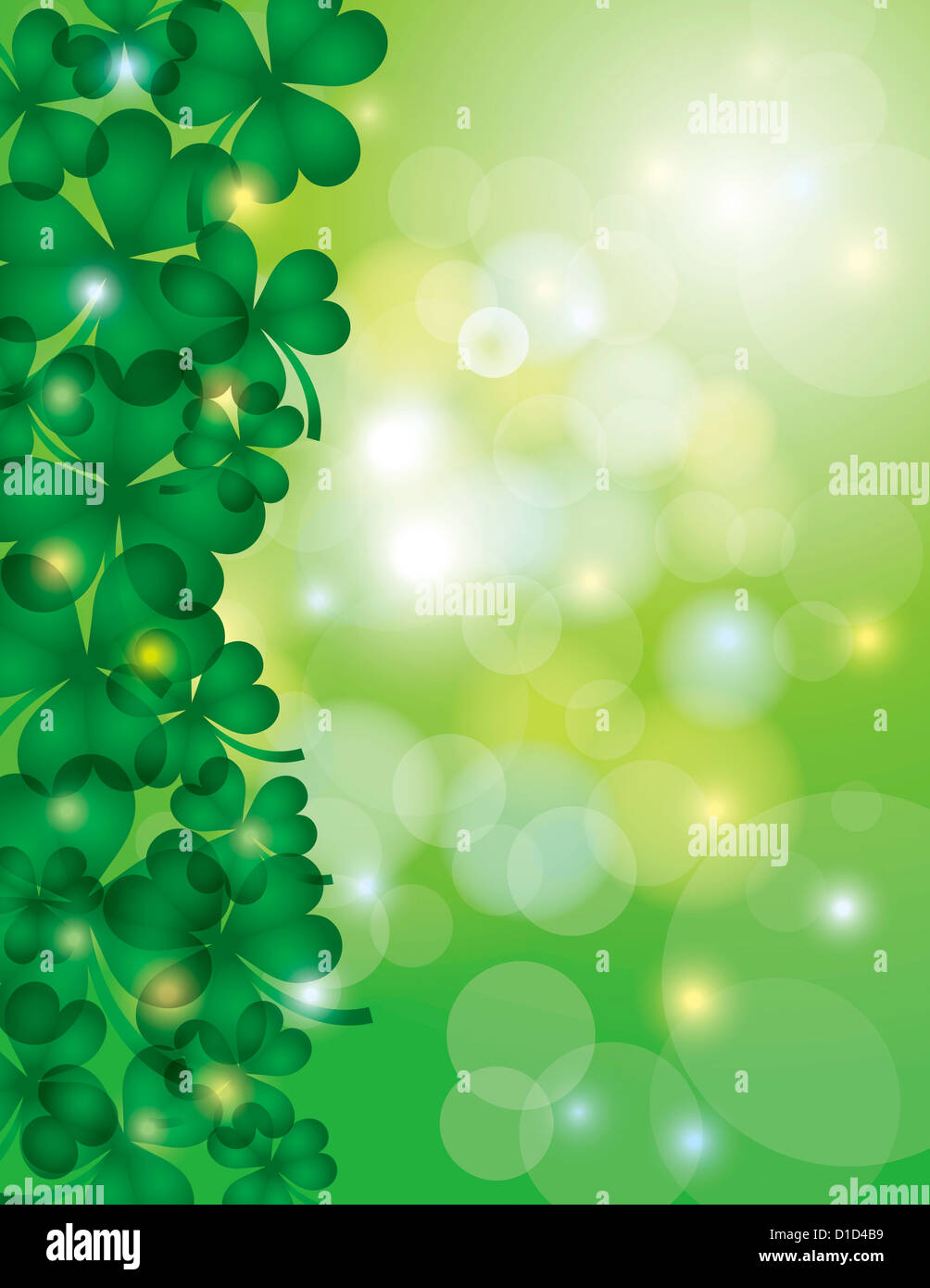 St Patricks Day Shamrock Leaves Border with Sparkles and Bokeh ...