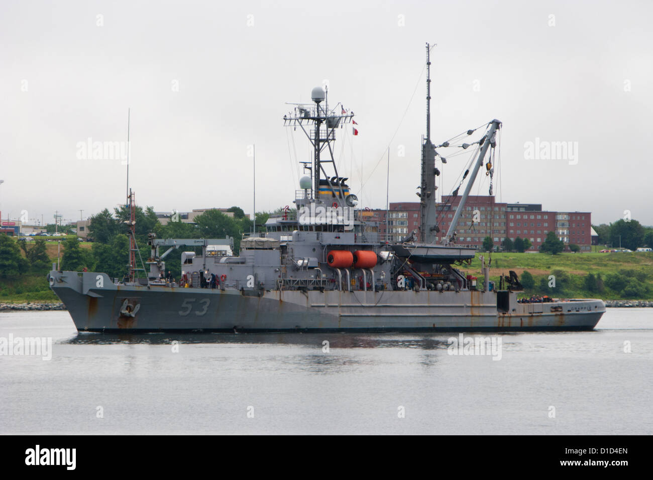 The US Navy salvage vessel USNS Grapple enters Halifax Harbour, Nova ...
