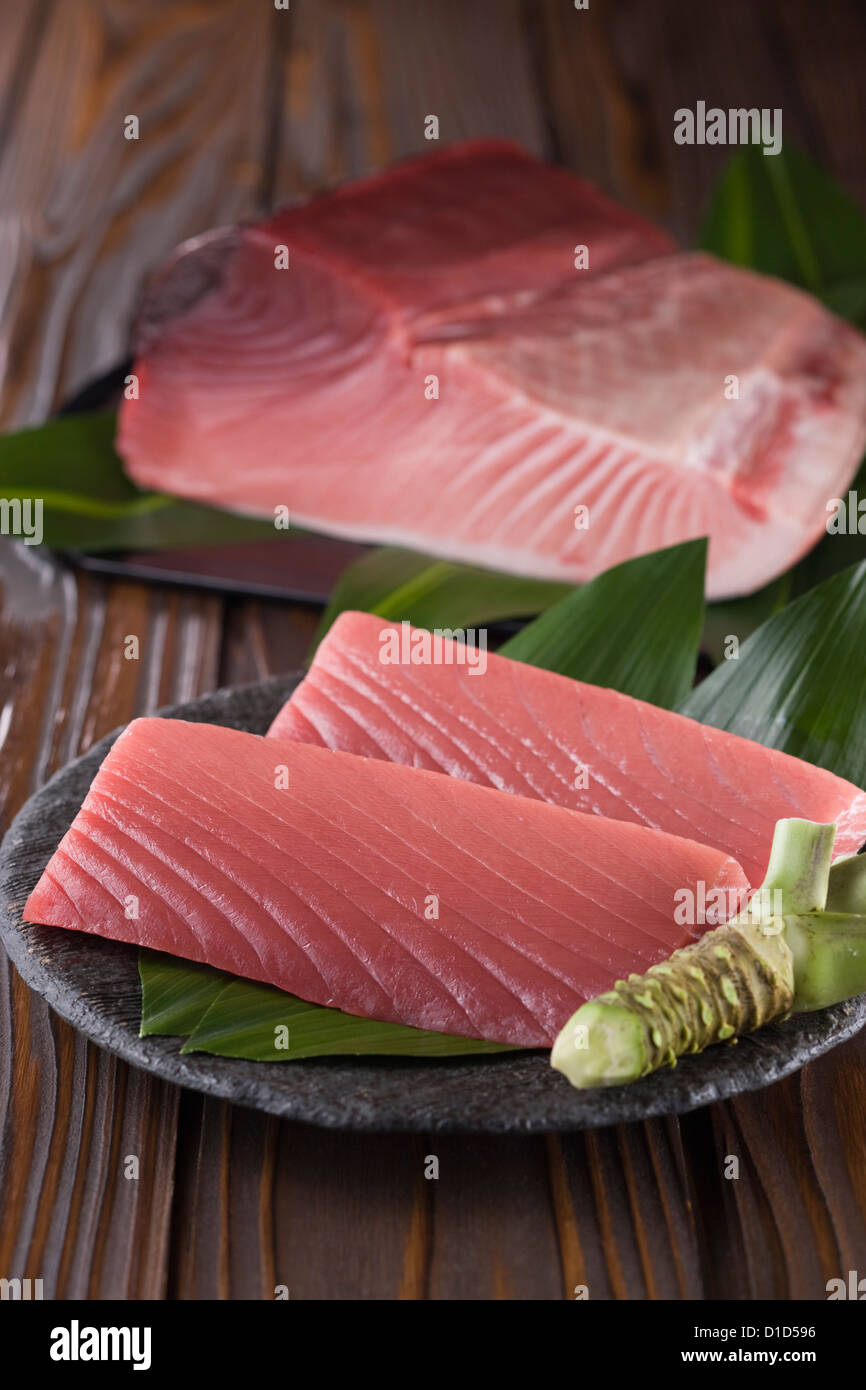 Block of Pacific Bluefin Tuna and Sashimi Block of Medium Fatty Tuna ...