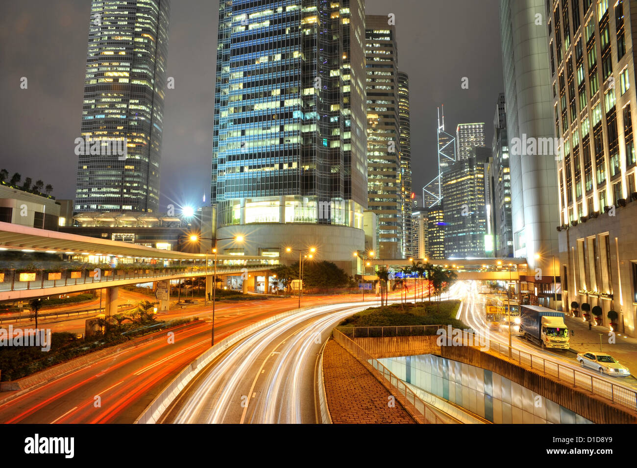 Central, Hong Kong, at Night. The busiest place in the world Stock ...