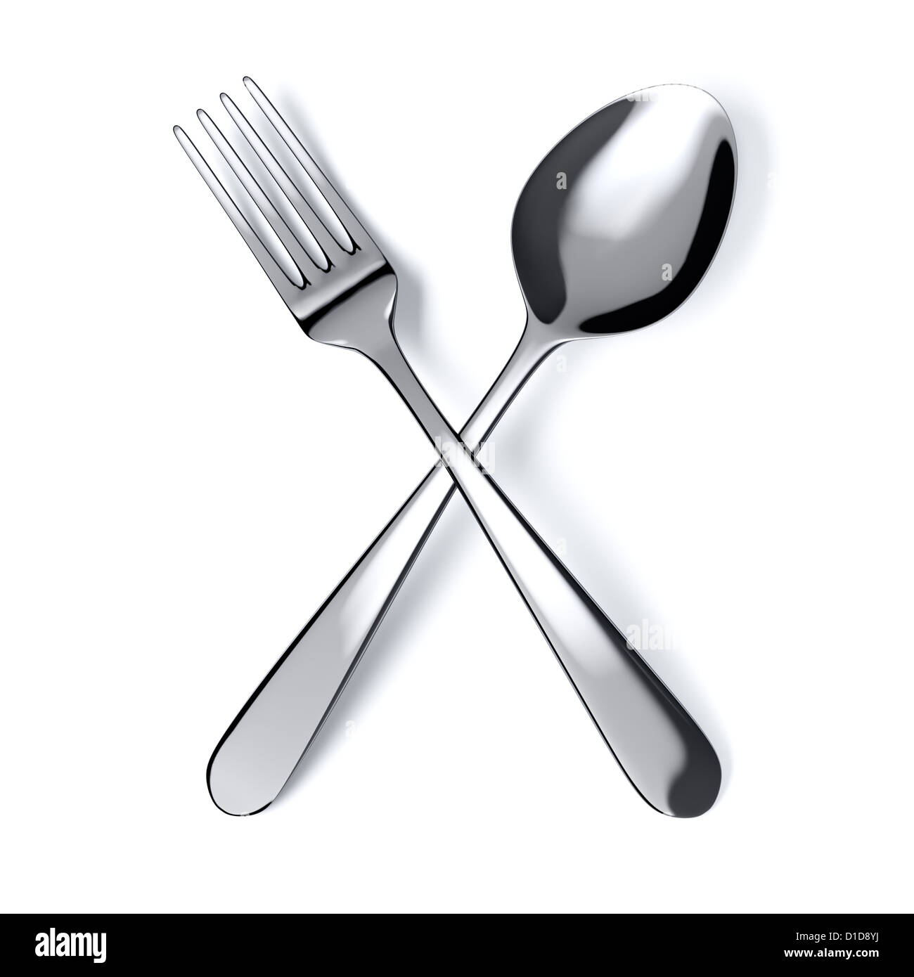 Spoon and fork - isolated on white background Stock Photo - Alamy