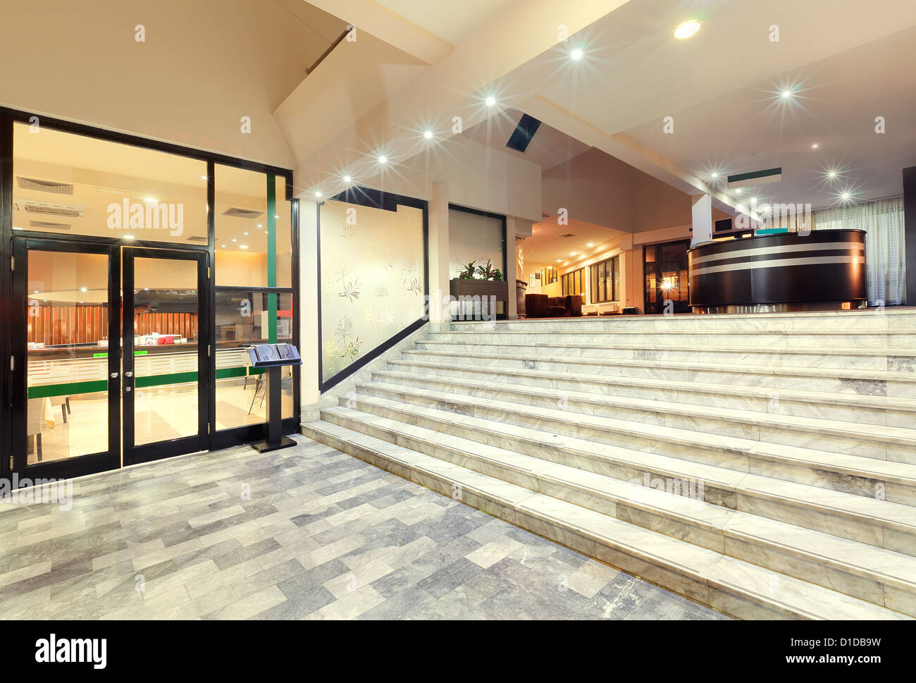 Interior of a hotel, architectural design of a reception Stock Photo ...