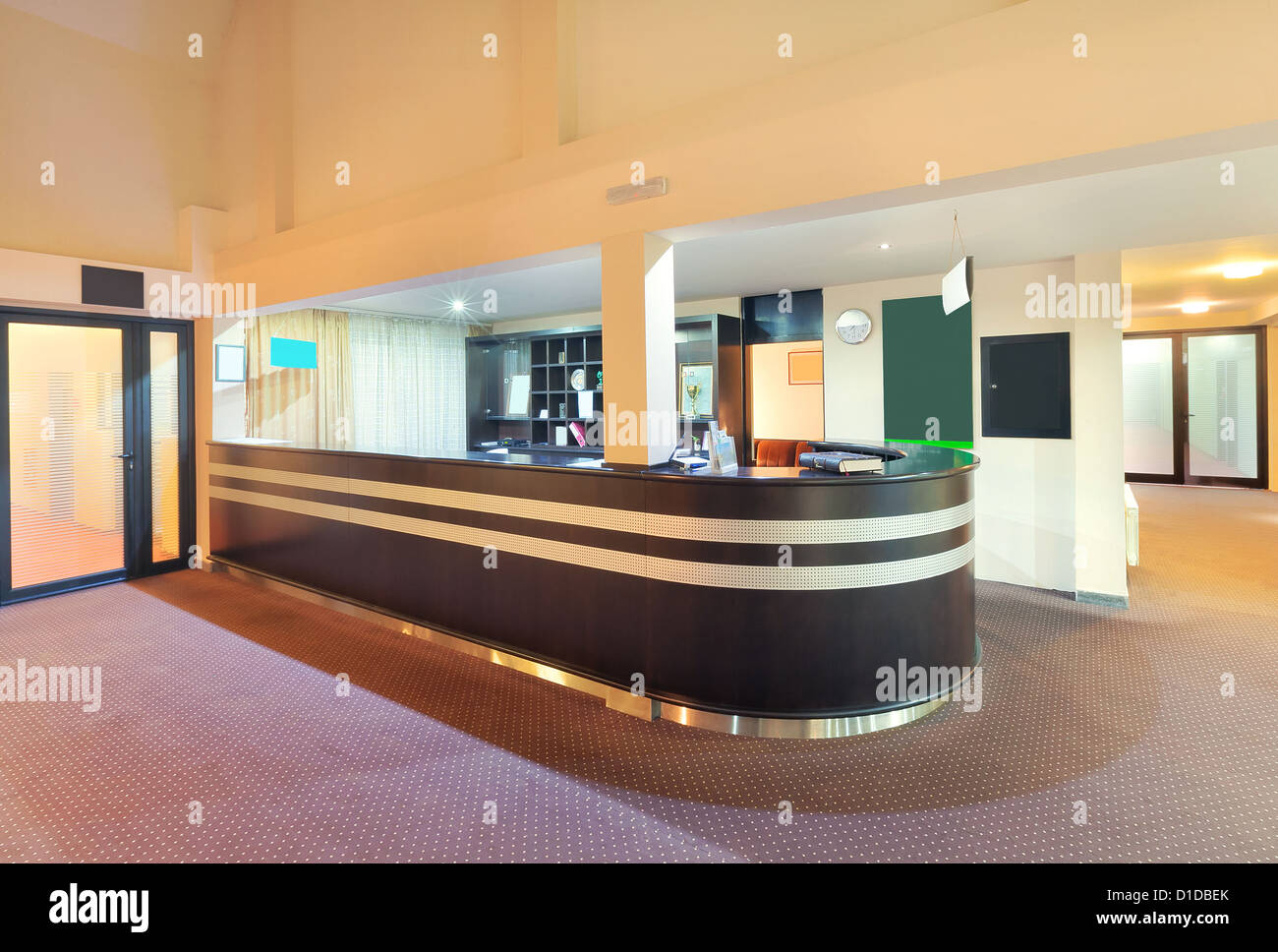 Interior of a hotel, architectural design of a reception Stock Photo ...