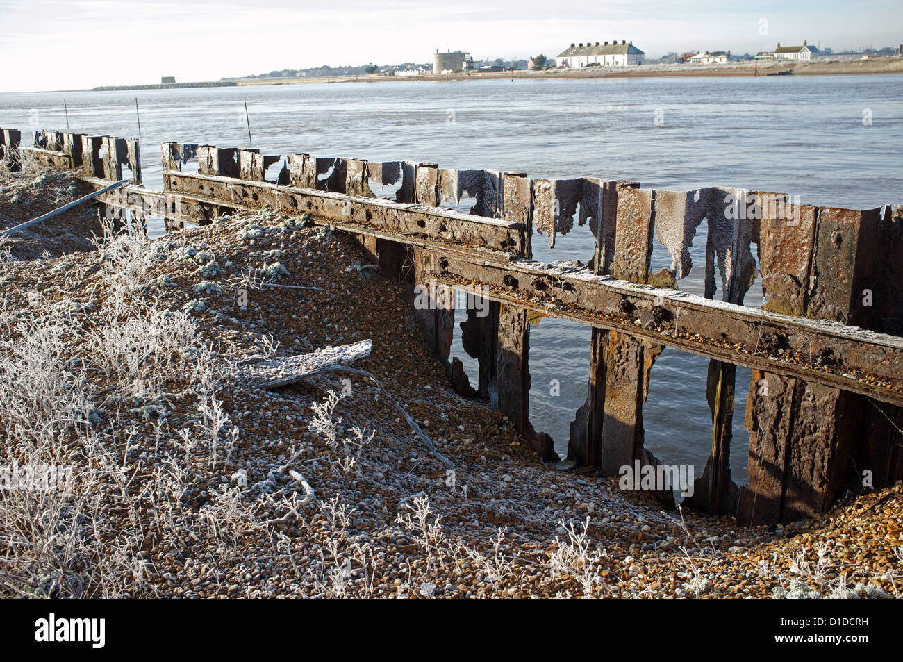 Rusting river wall, Bawdsey Ferry, Suffolk, UK Stock Photo - Alamy