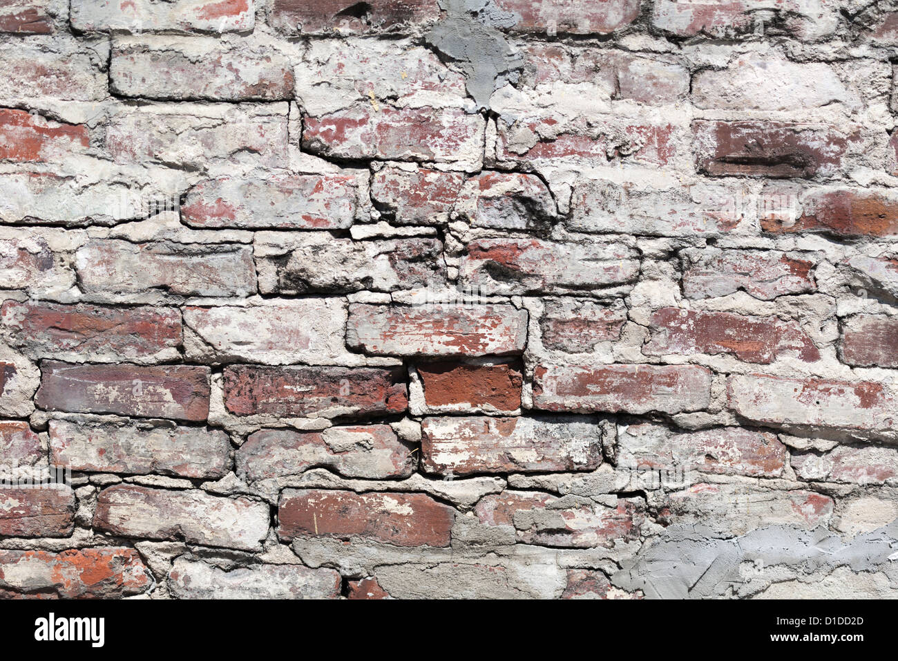 Rough pattern of red bricks in wall provides texture for background ...